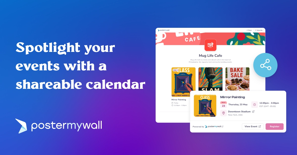 Create and share a custom events calendar | PosterMyWall
