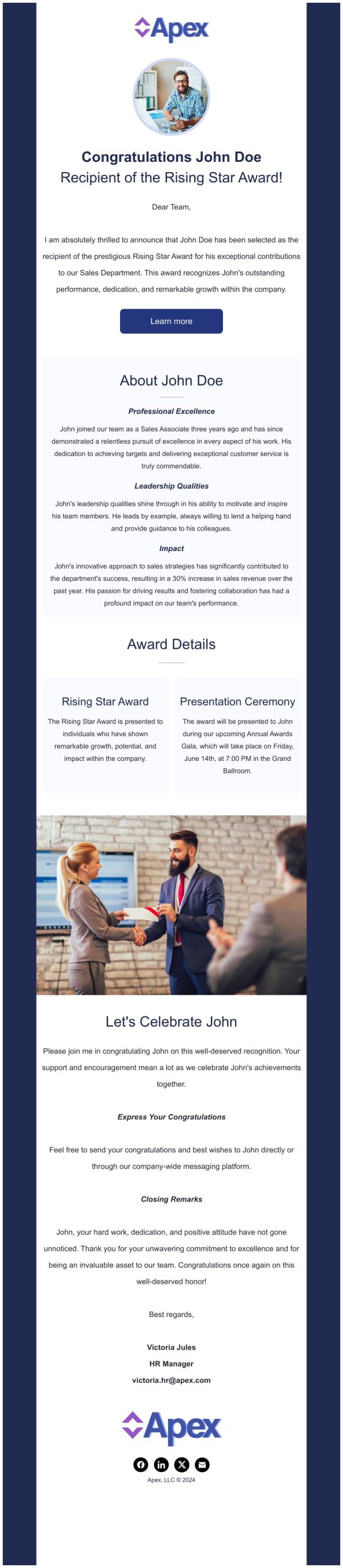 Announcement Email Template 'Apex Rising Star' for Corporate | PosterMyWall