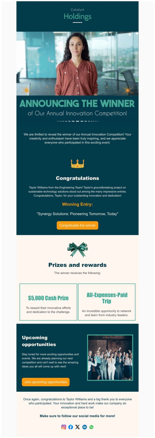 Announcement Email Template 'Catalyst Holdings' for Corporate ...
