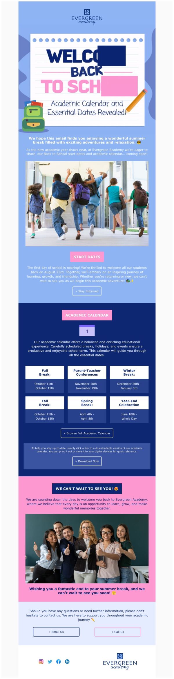 Coming soon Email Template 'Academic Calendar Reveal' for Back to ...