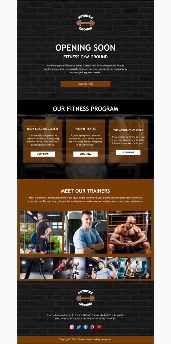 Coming Soon Email Template 'Aerobics Classes' for Fitness Industry ...