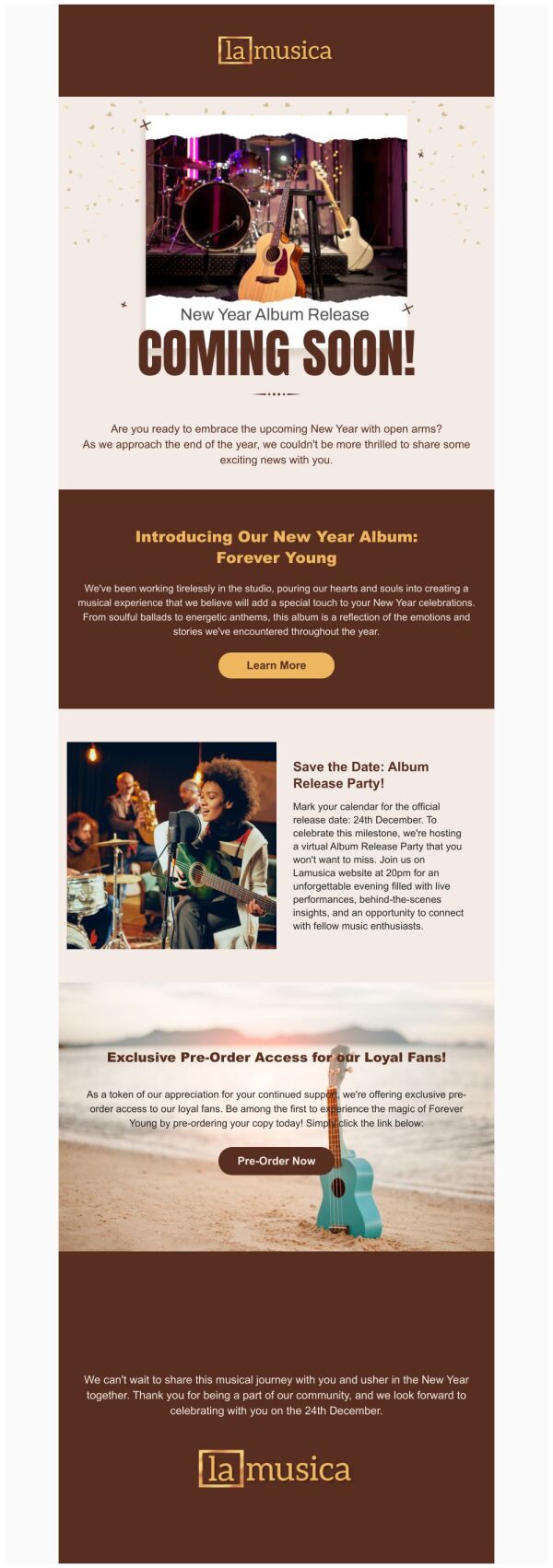 Coming soon Email Template 'Album Release' for New Year | PosterMyWall