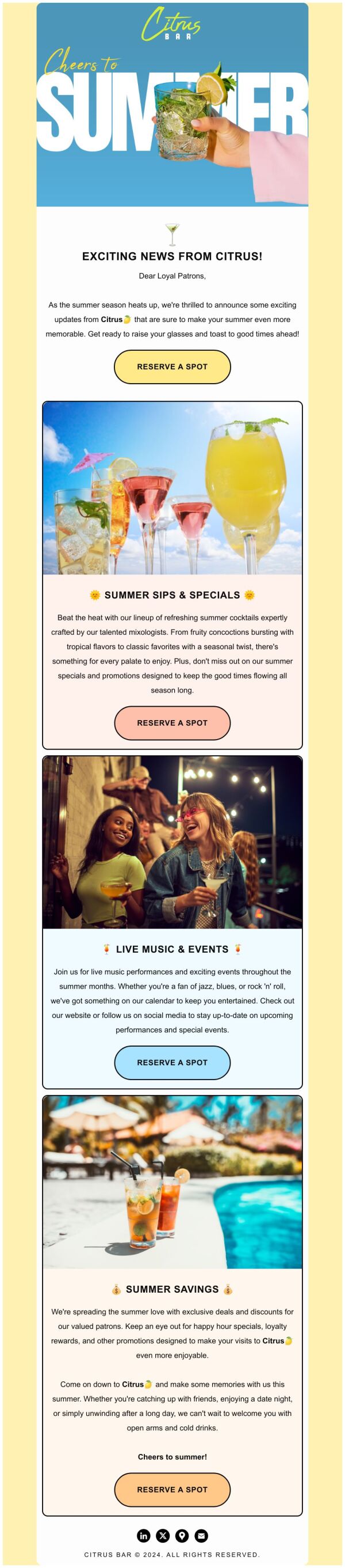 Coming soon Email Template 'Citrus Bar' for Summer | PosterMyWall