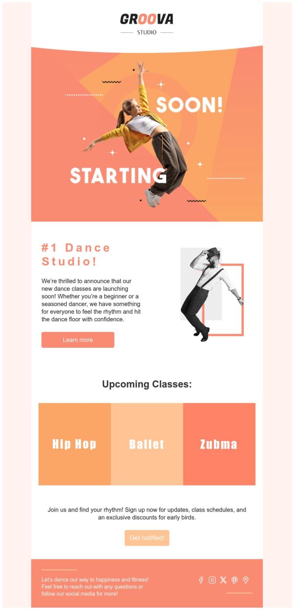 Coming soon Email Template 'Dance Studio' for Small Business | PosterMyWall