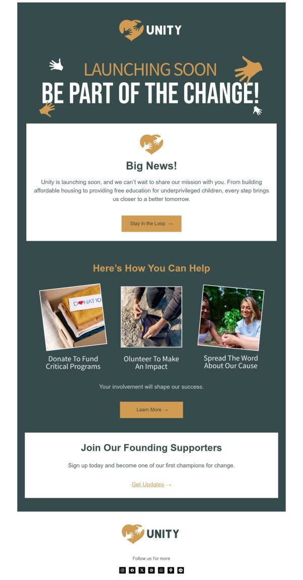 Coming soon Email Template 'Free Education' for Charity | PosterMyWall