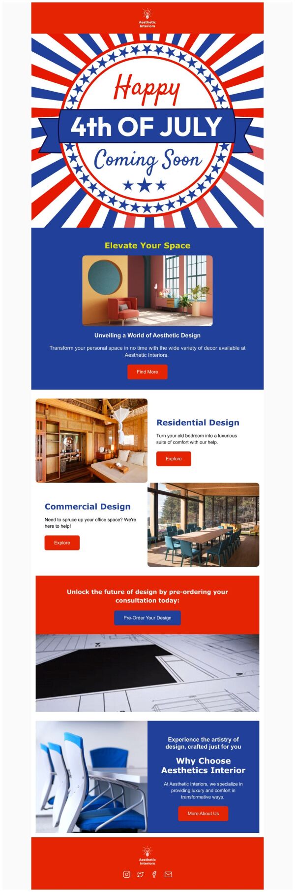 Coming soon Email Template 'Furniture Design' for 4th of July ...