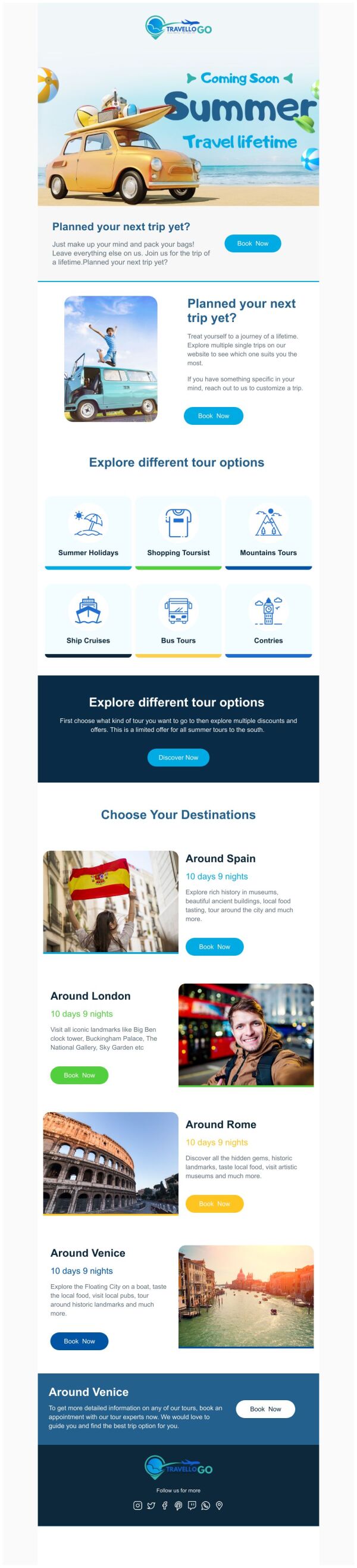 Coming soon Email Template 'Getaway Trips' for Summer | PosterMyWall
