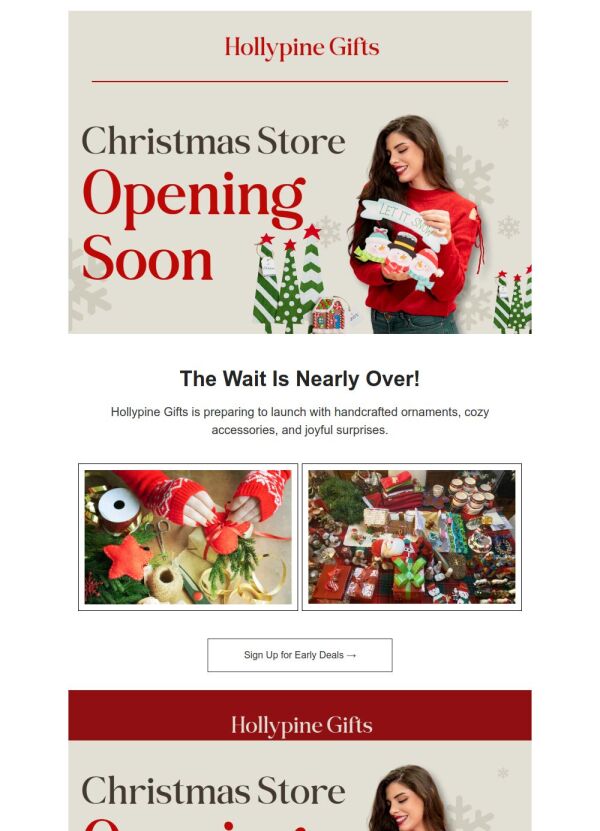 Coming soon Email Template 'Gift Store' for Christmas | PosterMyWall