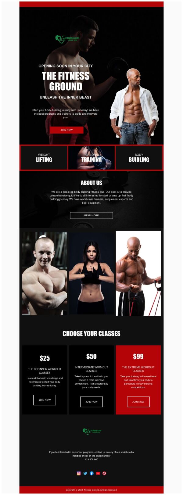 Coming Soon Email Template 'Gym Pricing Plans' for Fitness Industry ...
