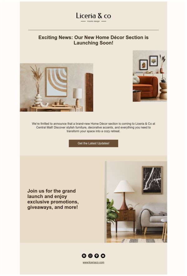 Coming soon Email Template 'Home Decor' for Retail | PosterMyWall