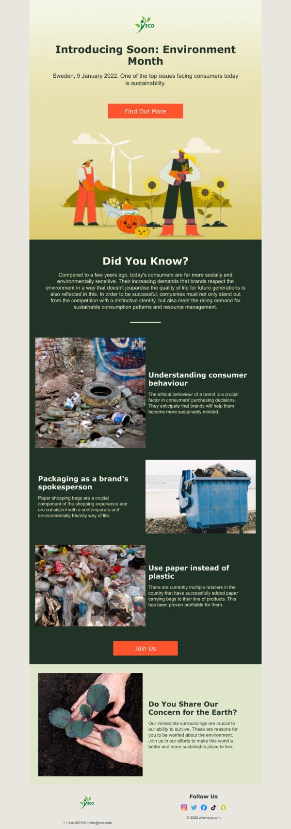 Coming Soon Email Template 'Improve Sustainability' for Environment ...