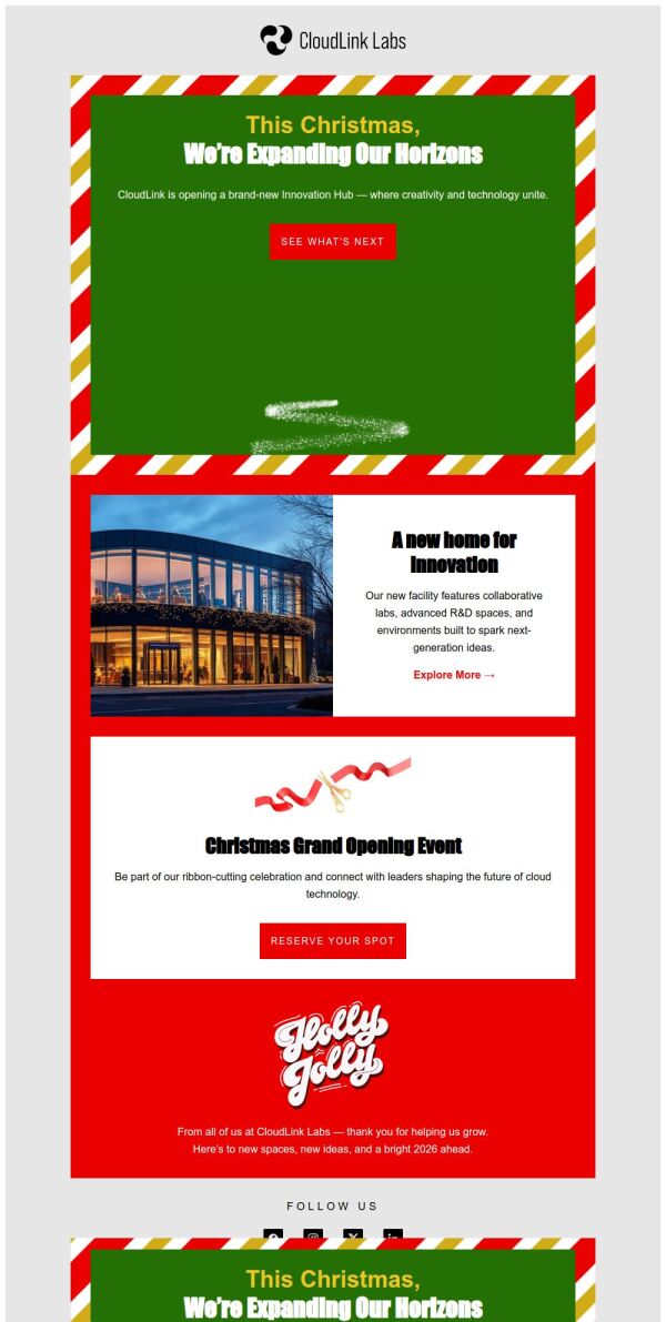 Coming soon Email Template 'Innovation Hub' for Christmas | PosterMyWall