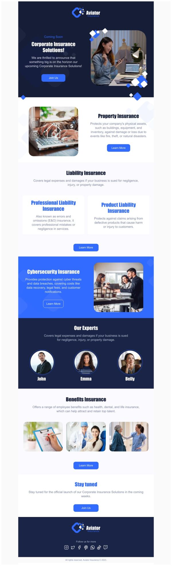 Coming soon Email Template 'Insurance Benefits' for Corporate ...