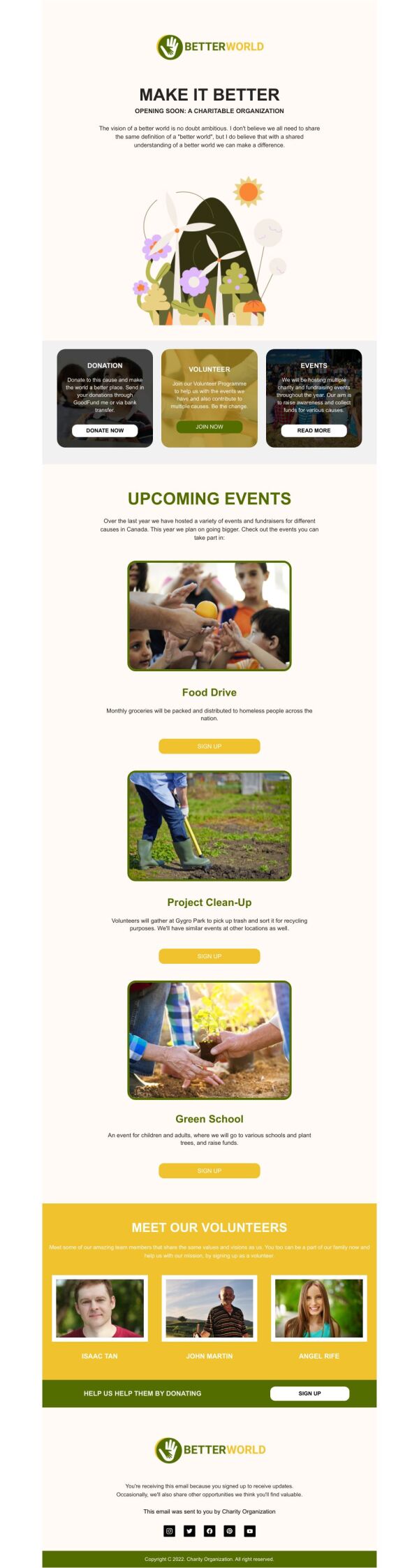 Coming Soon Email Template 'Meet Our Volunteers' for Charity | PosterMyWall