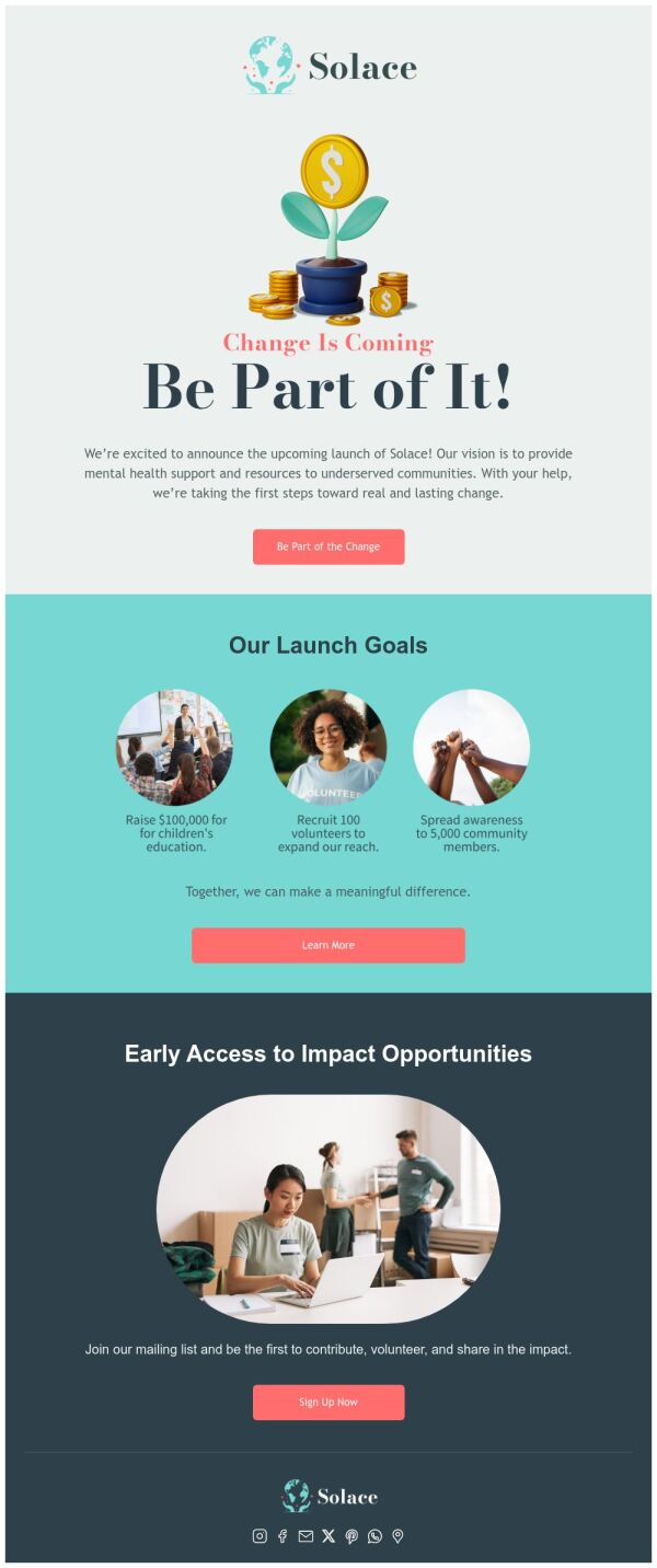 Coming soon Email Template 'Mental Health Support' for Charity ...