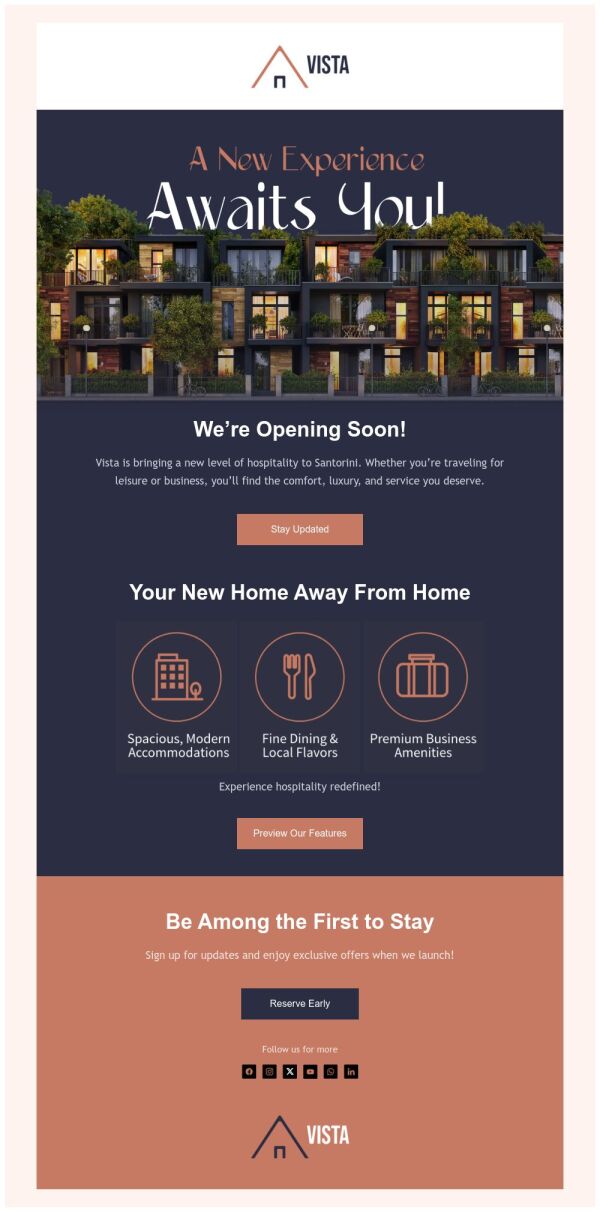 Coming soon Email Template 'New Experience' for Hotels | PosterMyWall