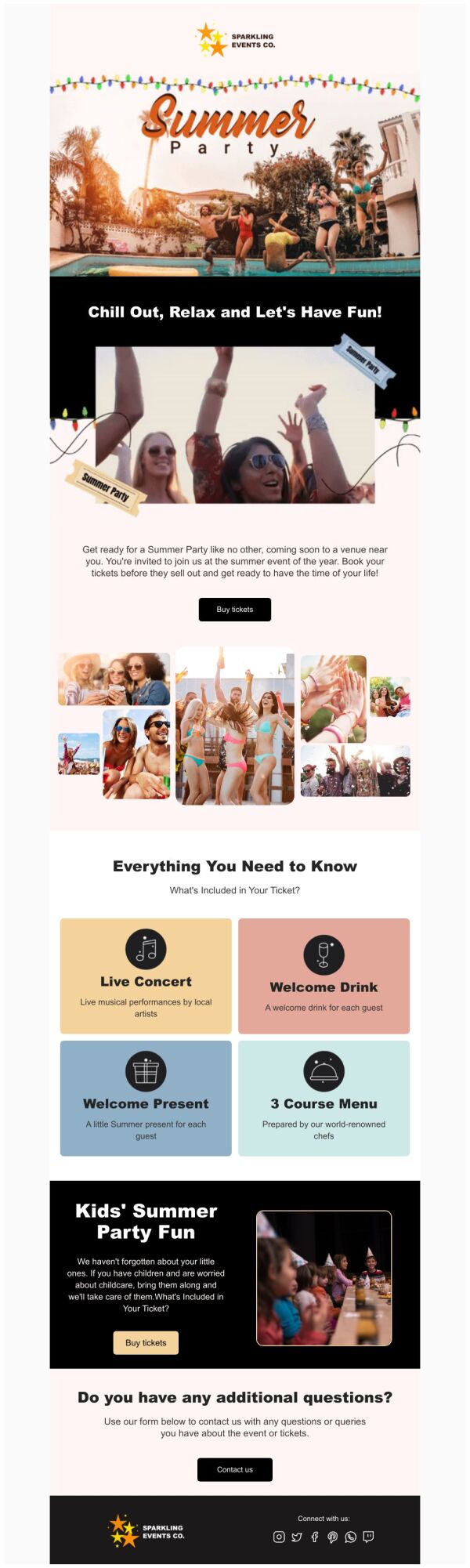 Coming Soon Email Template 'Party and Relax' for Summer | PosterMyWall