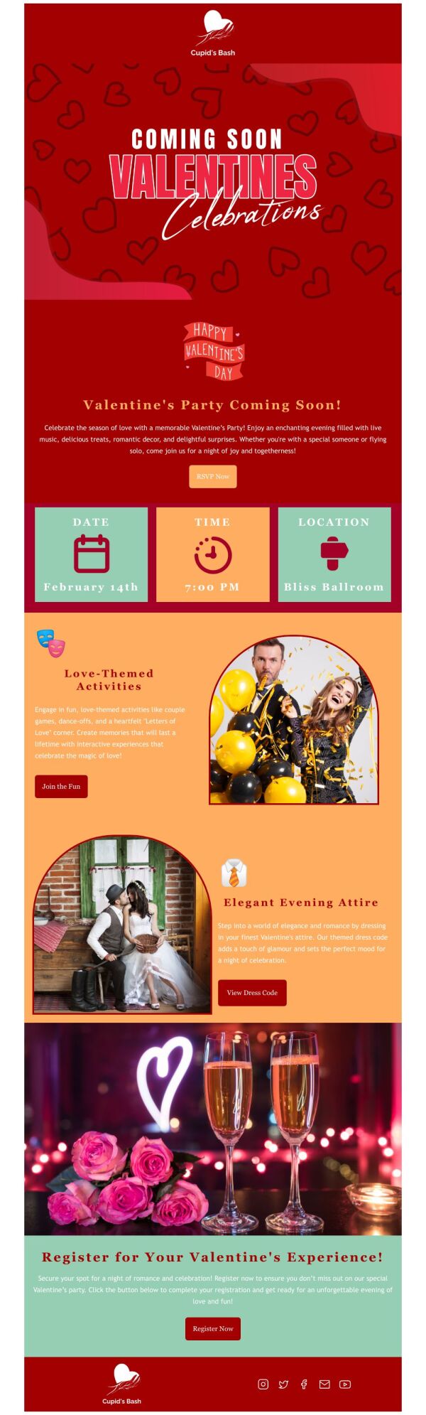 Coming soon Email Template 'Party Bash' for Valentine's Day | PosterMyWall