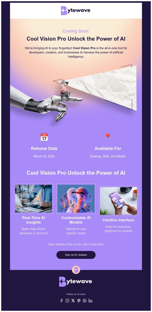 Coming soon Email Template 'Power of AI' for Technology | PosterMyWall