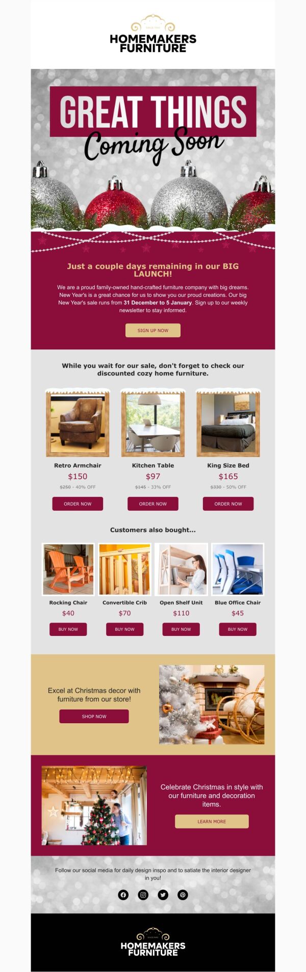 Coming Soon Email Template 'Shop Home Furniture' for New Year ...