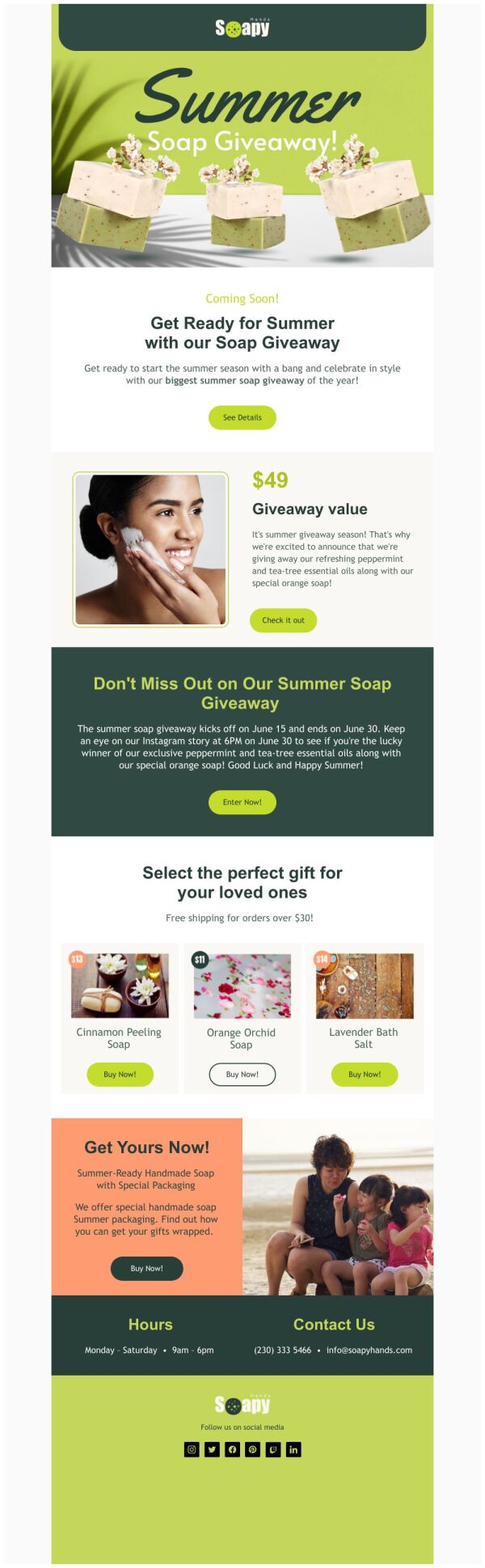 Coming soon Email Template 'Soap Collection' for Summer | PosterMyWall