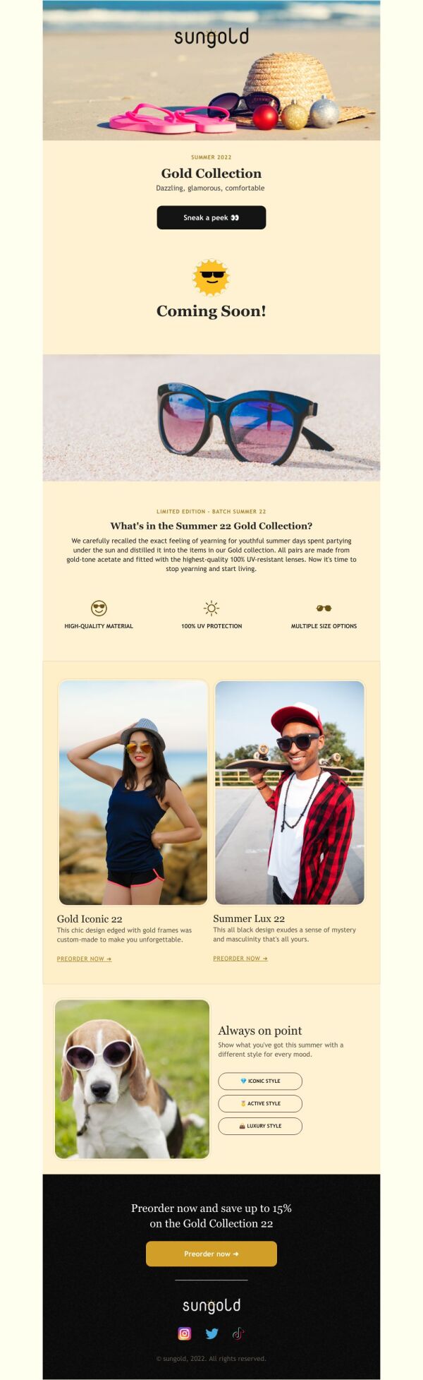 Coming Soon Email Template 'Summer Sunglasses' for Retail | PosterMyWall