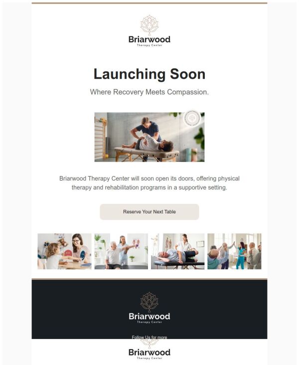 Coming soon Email Template 'Therapy Center' for Healthcare | PosterMyWall