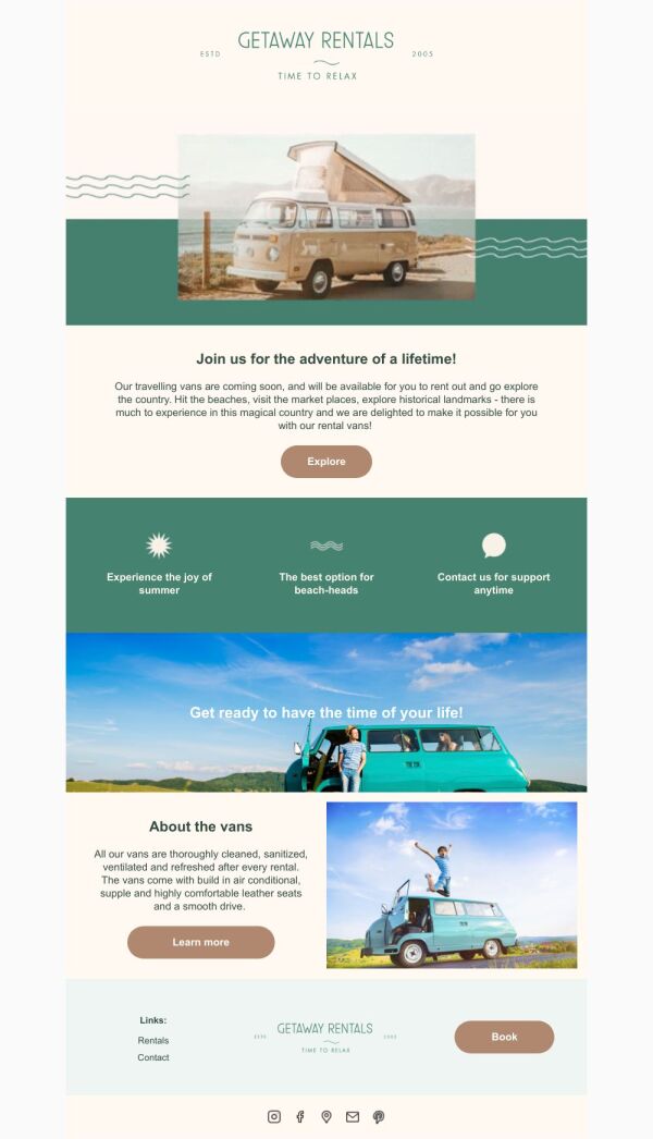 Coming Soon Email Template 'Van Rentals' for Travel Industry | PosterMyWall