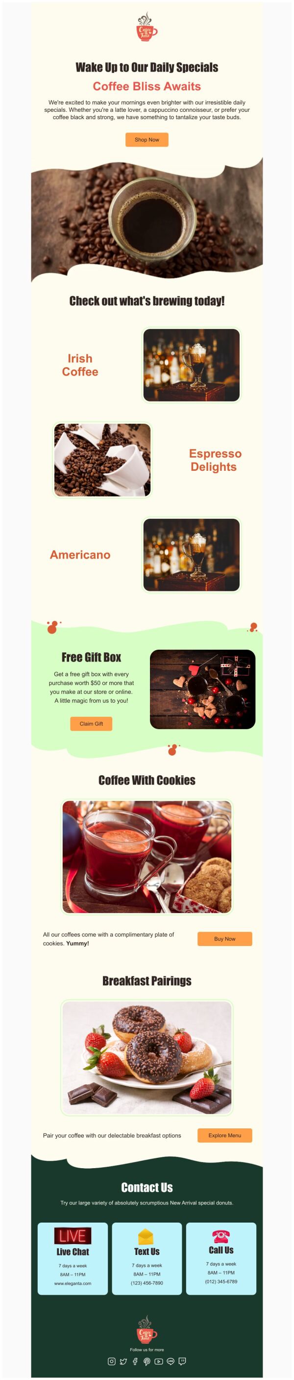 Daily Specials Email Template 'Coffee Bliss' for Food | PosterMyWall