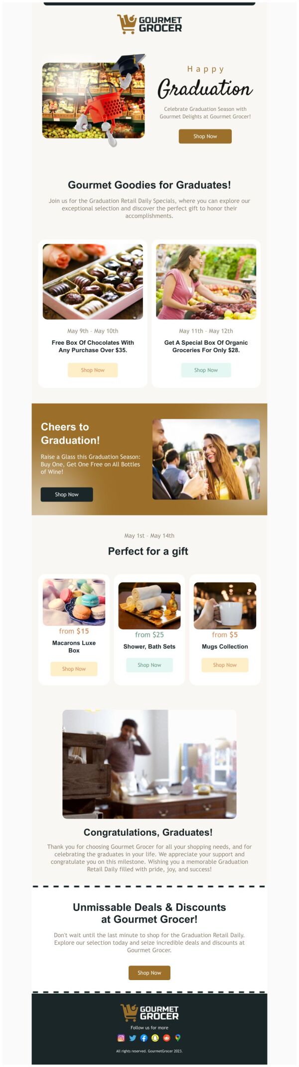 Daily Specials Email Template 'Gourmet Grocer' for Graduation ...
