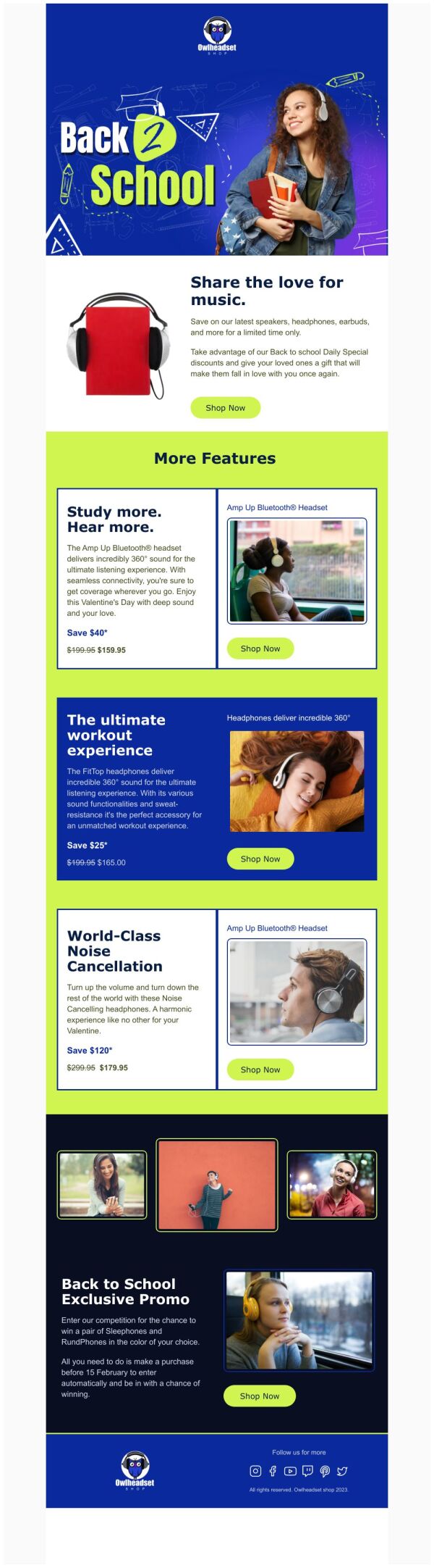 Daily Specials Email Template 'Headset Shop' for Back to School ...