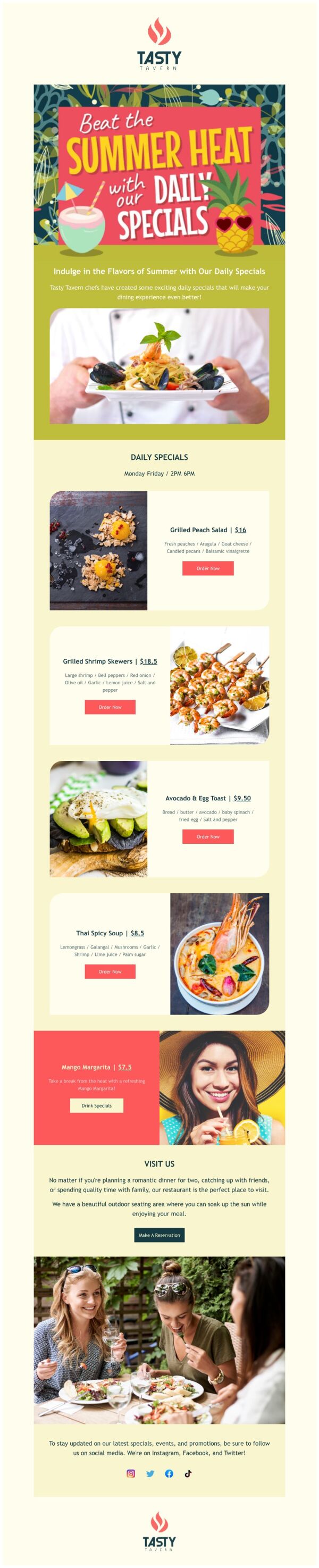Daily Specials Email Template 'Indulge in Flavors' for Summer ...