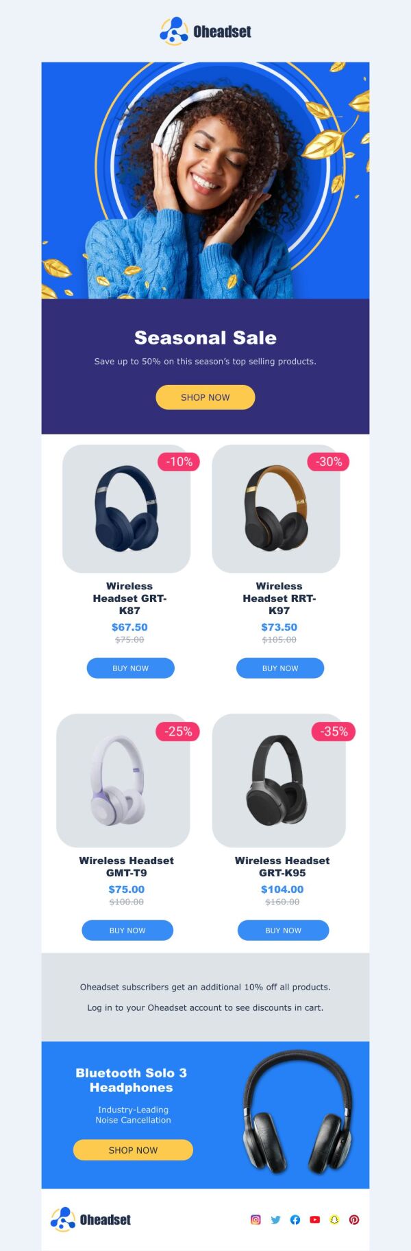 Sale Email Template 'Headphones Seasonal Sale' for Tech | PosterMyWall
