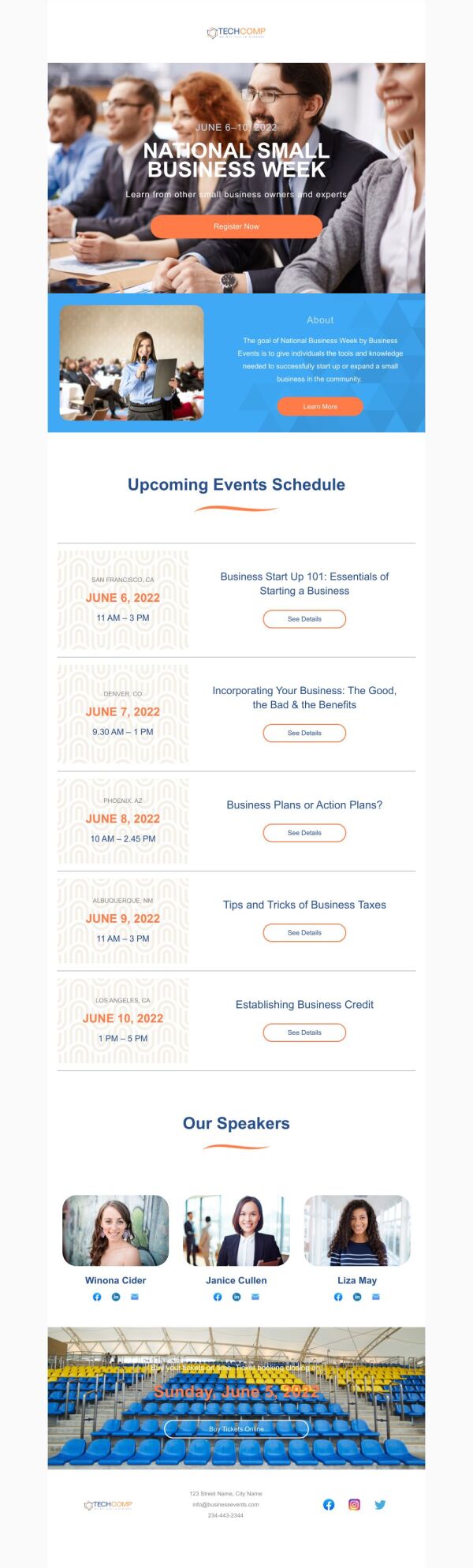 Event Schedule Email Template 'Small Business Week' for Corporate ...