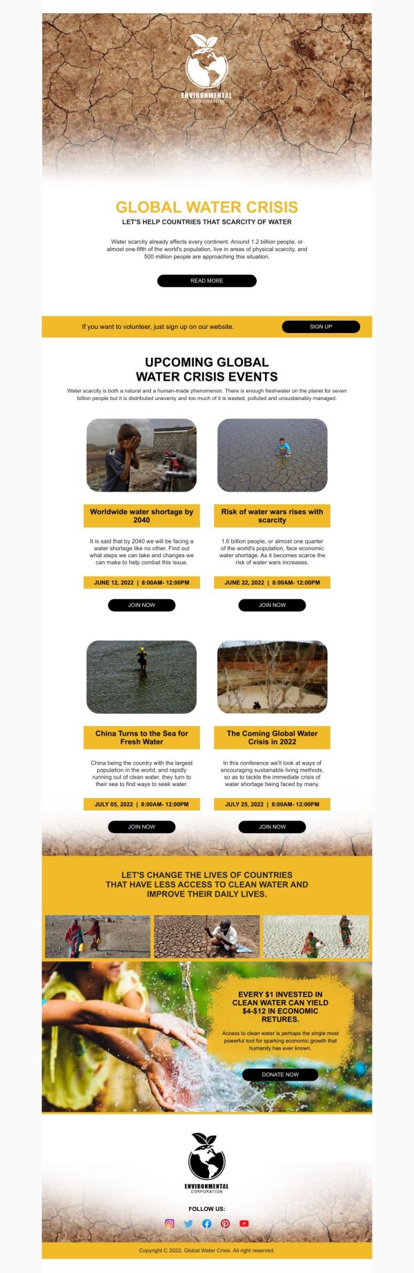 Event Schedule Email Template 'Water Crisis' for Environment Agency ...