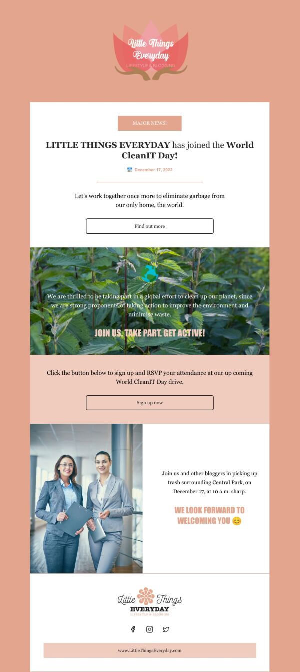 Coming Soon Email Template 'World Cleanup Day' for Publications ...