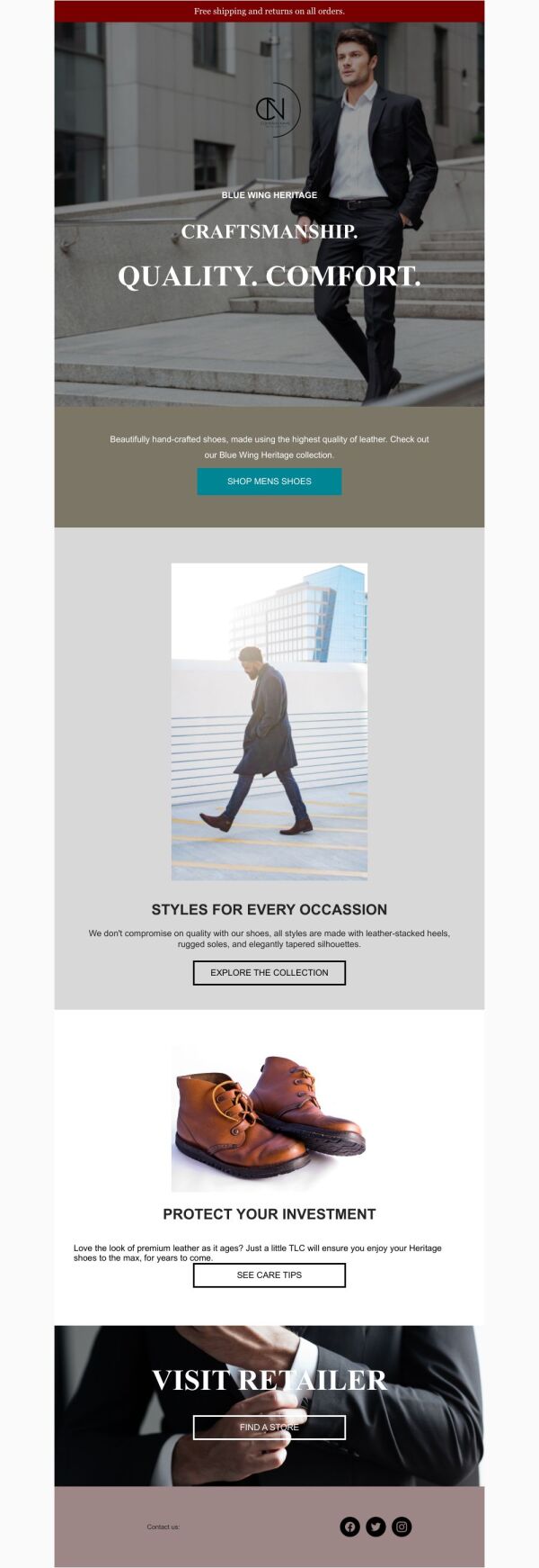 Newsletter Email Template 'Shop Men's Shoes' for Retail | PosterMyWall