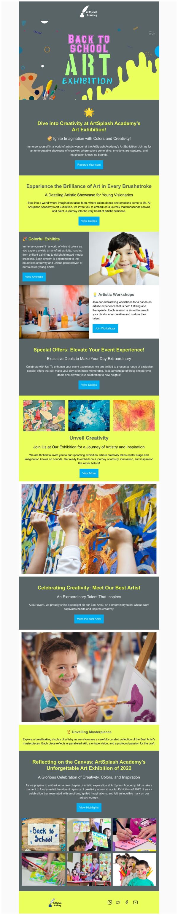 Event Promotion Email Template 'Art Exhibition' for Back to School ...