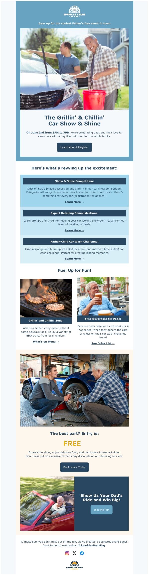 Event Promotion Email Template 'Car Care' for Father's Day | PosterMyWall