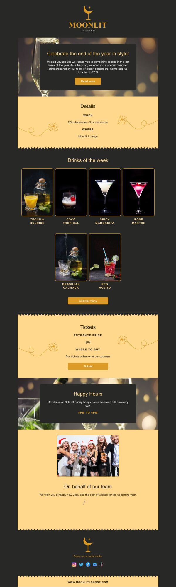 Event Promotion Email Template 'Celebrate Year End' for New Year ...