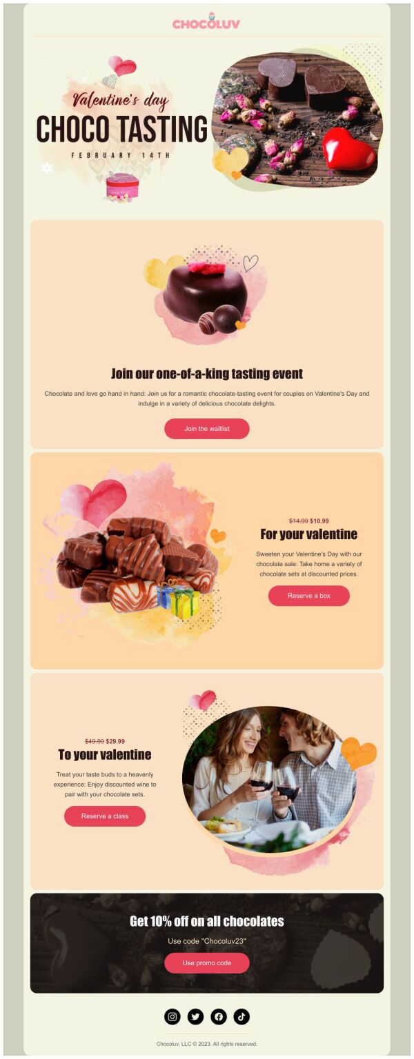 Event Promotion Email Template 'Choco Tasting' for Small Business ...