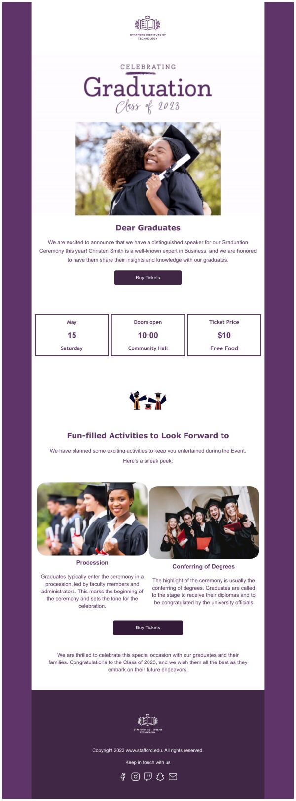 Event Promotion Email Template 'Class Of 2023' for Graduation ...