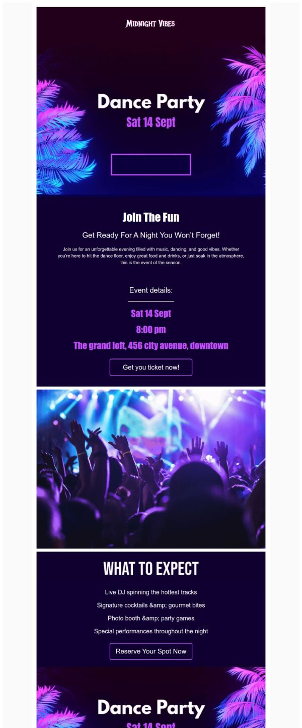 Event Promotion Email Template 'Dance and Fun' for Party | PosterMyWall
