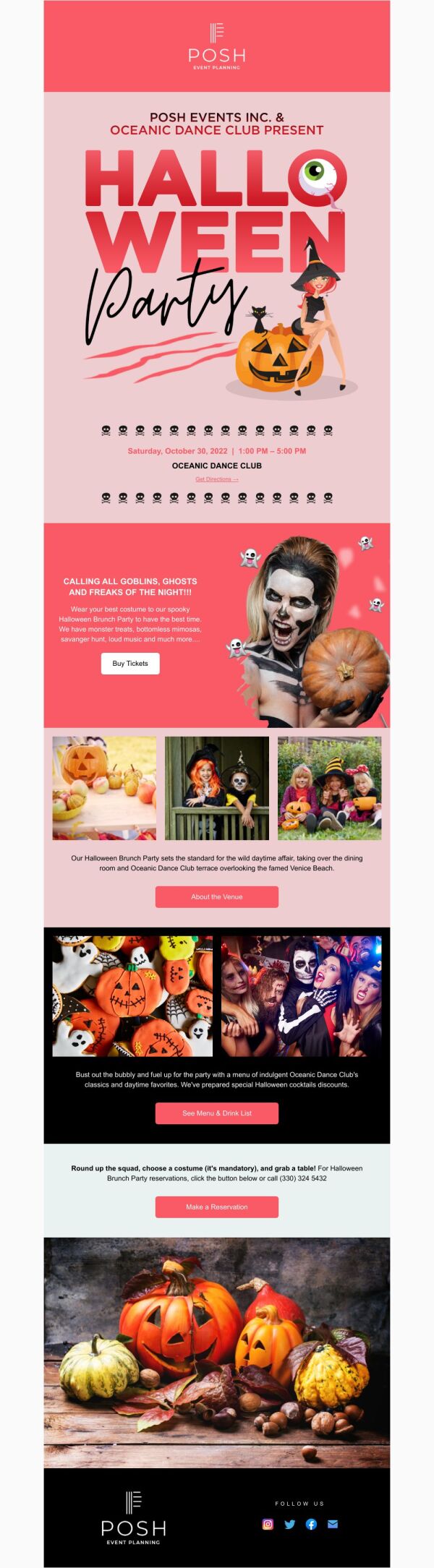 Event Promotion Email Template 'Dance Party Celebration' for Halloween ...