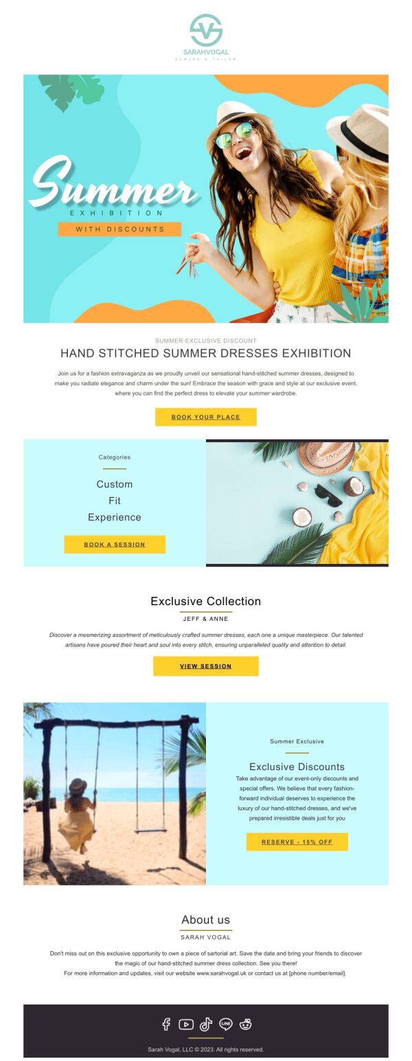 Event Promotion Email Template 'Dresses Exhibition' for Summer ...