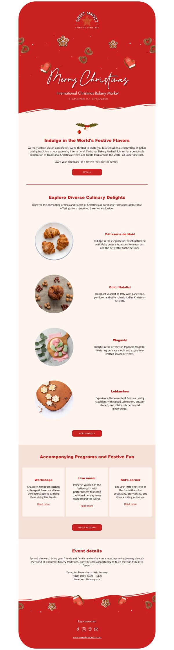 Event Promotion Email Template 'Festive Flavors' for Christmas ...