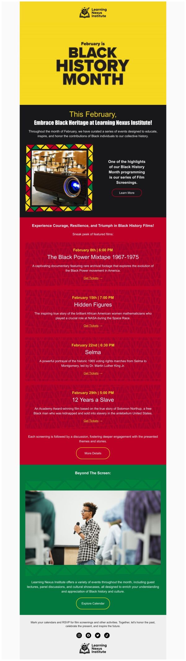 Event Promotion Email Template 'Film Screenings' for Black History ...