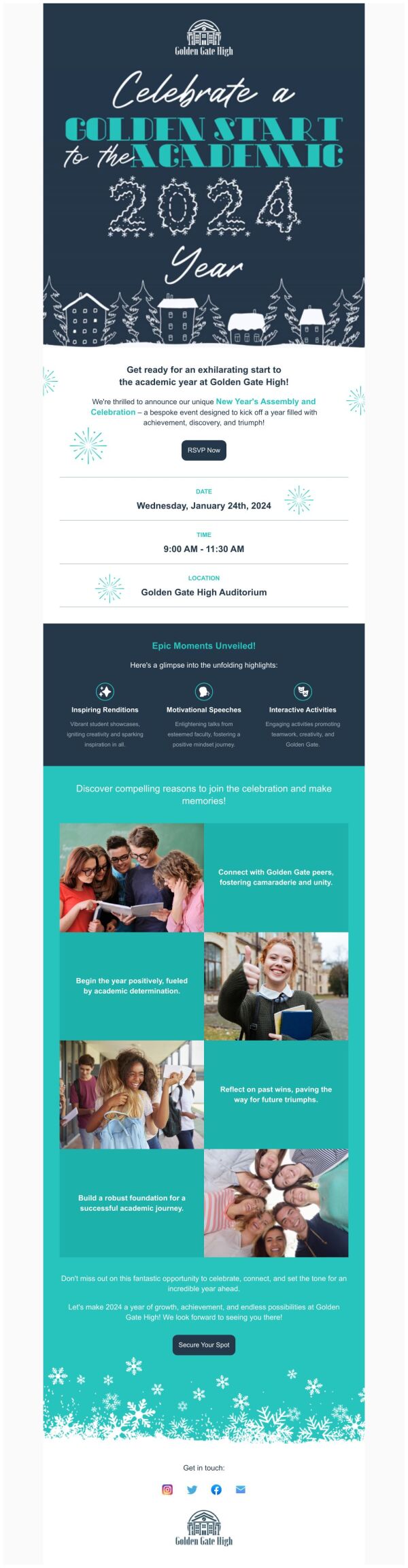 Event Promotion Email Template 'Golden Gate High' for New Year ...