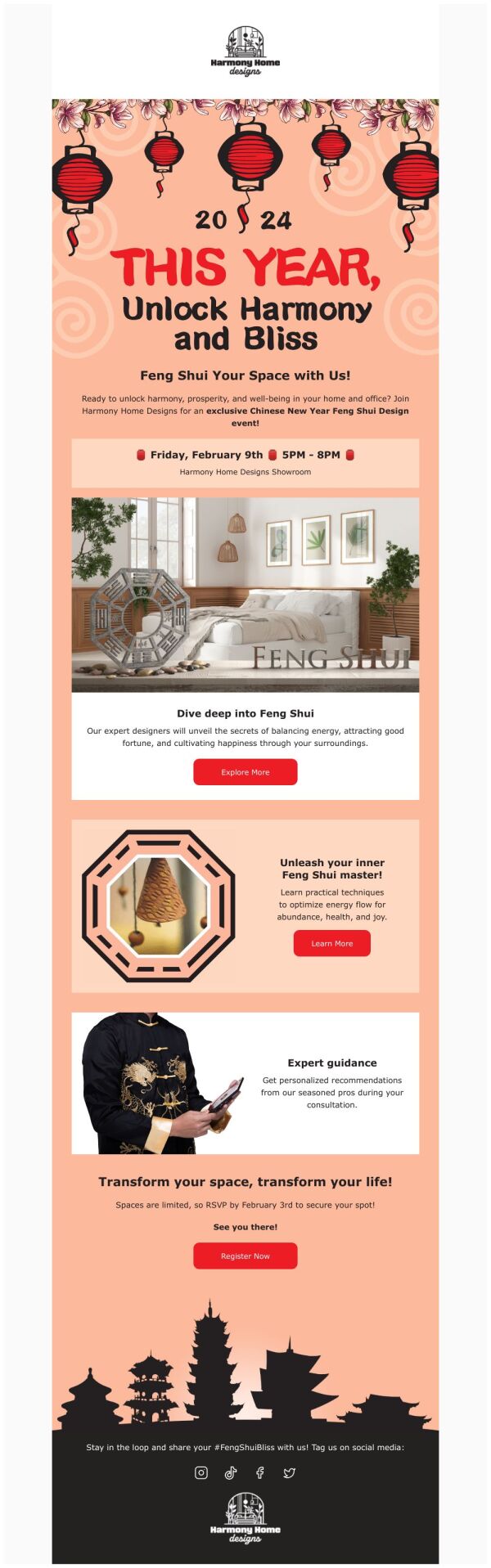 Event Promotion Email Template 'Home Interior Design' for Chinese New ...
