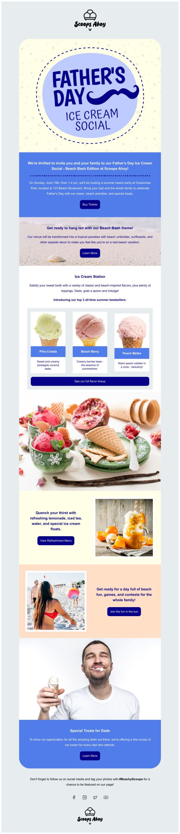Event Promotion Email Template 'Ice Cream Social' for Father's Day ...